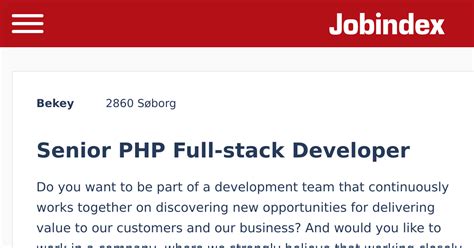 Senior Php Full Stack Developer Job Ad Jobindex