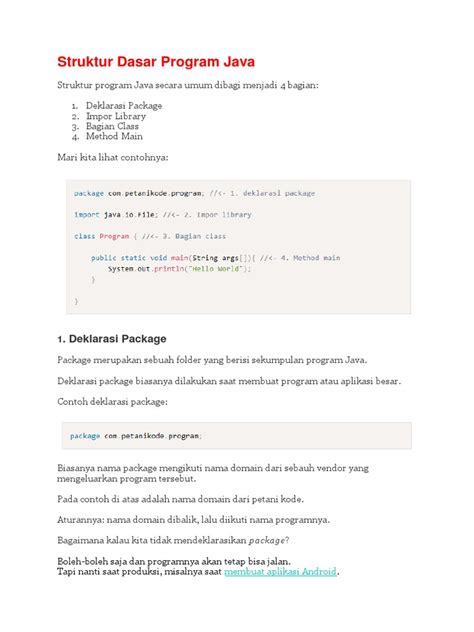 Struktur Dan Aturan Penulisan Sintaks Java Pdf
