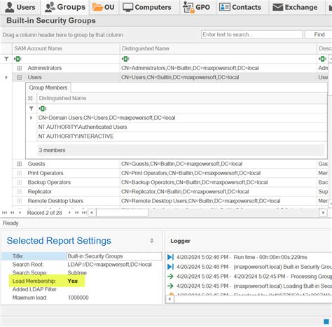how to load group members documentation ad reports maxpowersoft