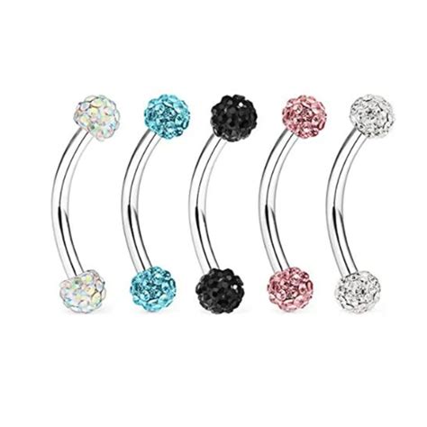 1 7set 곡선 바벨 눈썹 피어싱 눈썹 Tragus 바 바디 쥬얼리 스테인레스 스틸 헬릭스 피어싱 링 연골 귀걸이바디