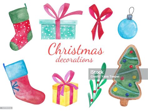 크리스마스 양말 공 진저 브레드 선물 상자가있는 수채화 이음새가 없는 패턴 0명에 대한 스톡 벡터 아트 및 기타 이미지 0명 12월 31일 개체 그룹 Istock