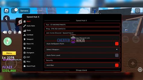 Blox Fruits Speed Hub X Script V5 0 4 Cheater Ninja