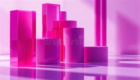 Vibrant Pink Geometric Shapes Product Display Background Stock Illustration Illustration Of