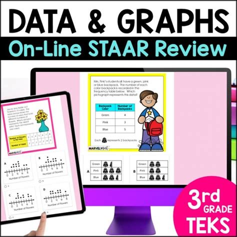 3rd Grade Data And Graphs Staar Review Task Cards Digital Marvel Math