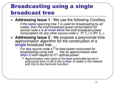 Ppt Minimum Energy Broadcasting In Multi Hop Wireless Networks Using A Single Broadcast Tree