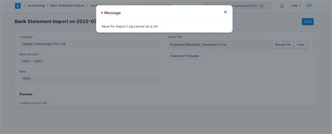 Bank Statement Import Unable To Import Throws An Error · Issue 31688 · Frappeerpnext · Github