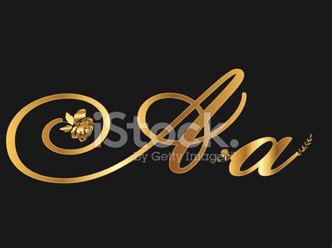 장미 일러스트와 함께 황금 편지 A 스톡 사진 Freeimages