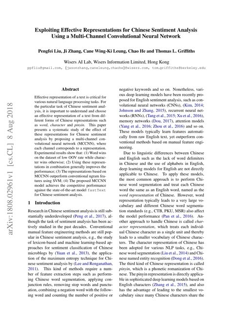 Pdf Exploiting Effective Representations For Chinese Sentiment