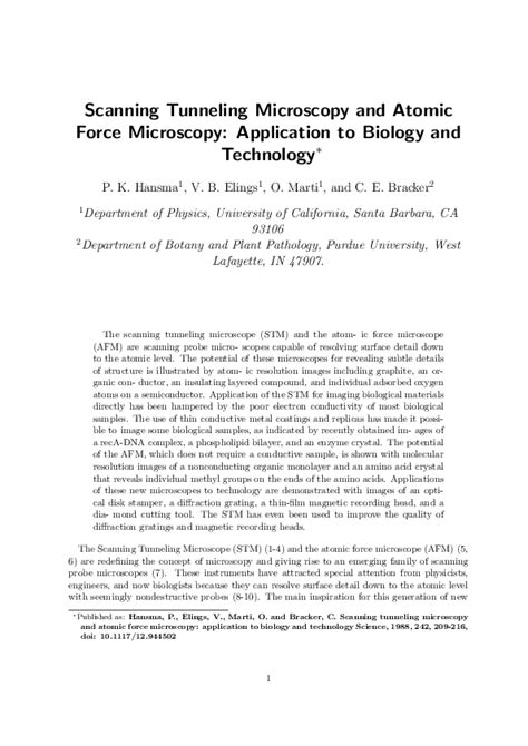 Pdf Scanning Tunneling Microscopy And Atomic Force Microscopy In The Characterization Of