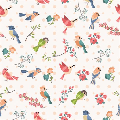 Premium Vector Seamless Spring Bird Pattern Background Concept