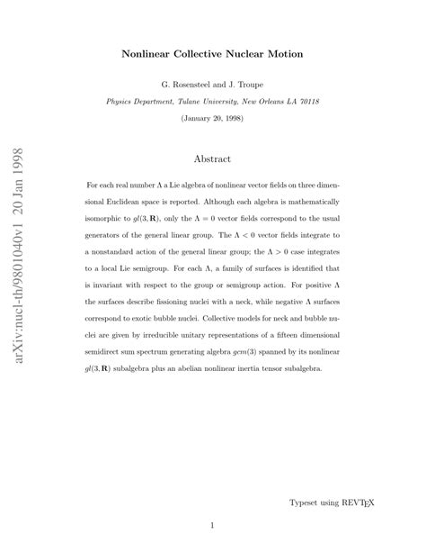 Pdf Nonlinear Collective Motion