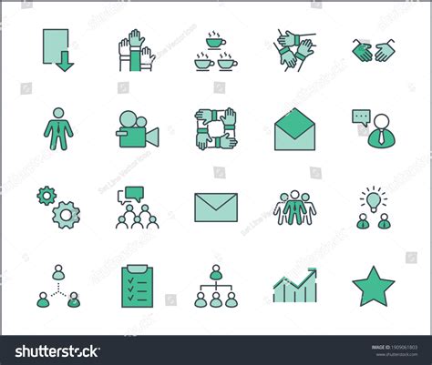 Set Team Work Related Vector Line Stock Vector Royalty Free 1909061803 Shutterstock