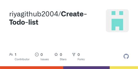 GitHub Riyagithub Create Todo List