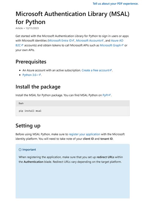 Entra Msal Python Es Informacion Tecnica Tell Us About Your PDF Experience Microsoft Studocu