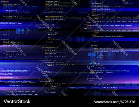 Computer Screen Glitch In Programming Code Vector Image