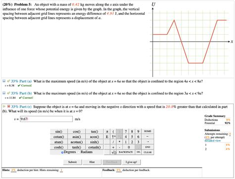 Solved U 20 Problem 5 An Object With A Mass Of 0 42 Kg