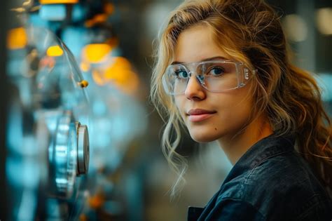 Young Female Uses Artificial Intelligence In System Control Monitoring