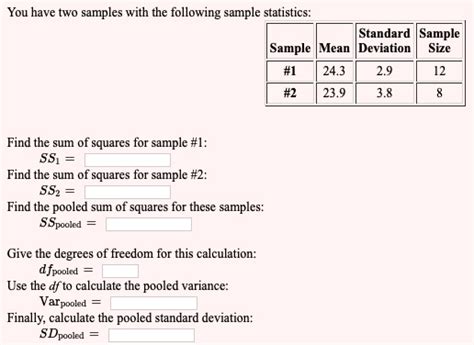 Solved You Have Two Samples With The Following Sample Statistics