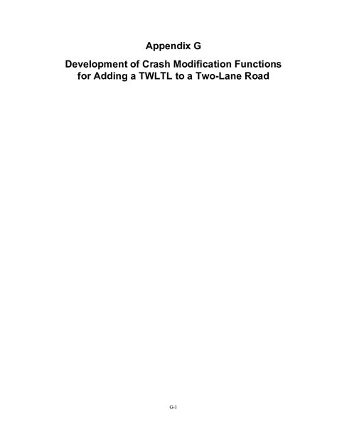 appendix g development of crash modification functions for adding a