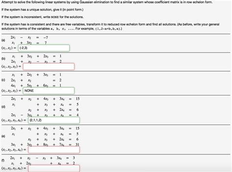 Solved Attempt To Solve The Following Linear Systems By Chegg