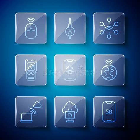 Set Line Network Cloud Connection Smart Tv Mobile With 5g Cloud