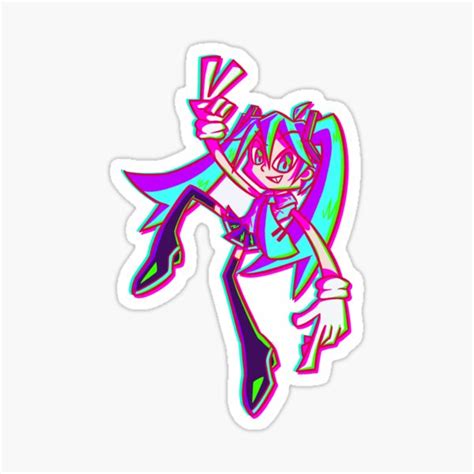 Hatsune Miku But Sonic Style And Bright Colours Shirt Sticker Pin