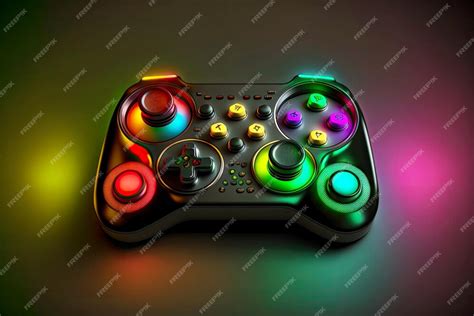 Premium Photo Gamepad With Illuminated Colored Buttons For Console Games
