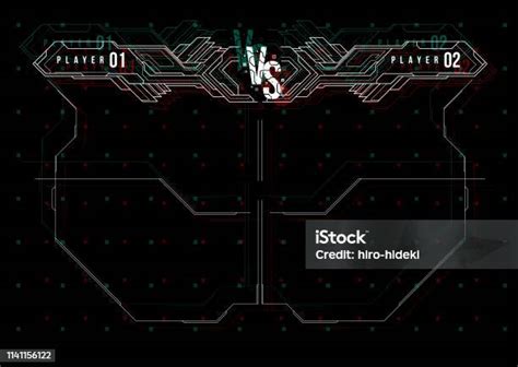 Hud 요소와 대 화면 디자인 두 전투기의 발표 전투 배너 일치 대 문자 경쟁 대결 미래 지향적 인 디자인 싸우기에 대한 스톡 벡터 아트 및 기타 이미지 Istock