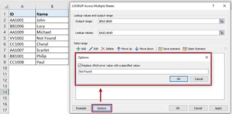 quickly vlookup and return matching values from multiple worksheets