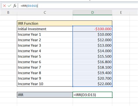 Irr Excel Formula How To Calculate Internal Rate Of Return