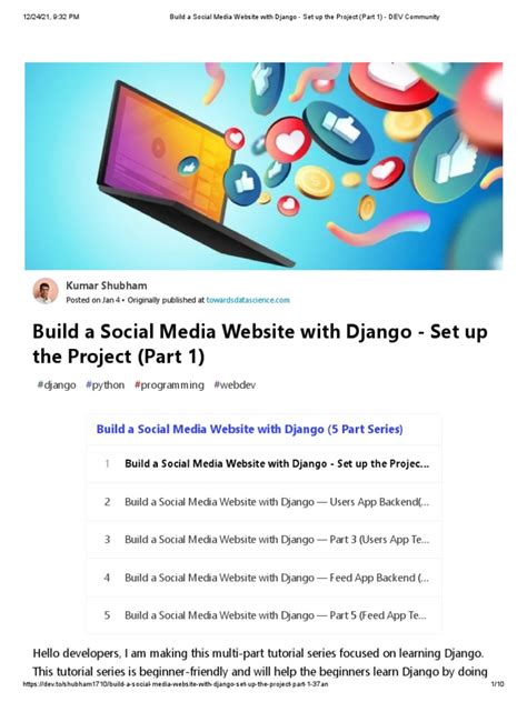 Build A Social Media Website With Django Set Up The Project Part 1 Dev Community Pdf