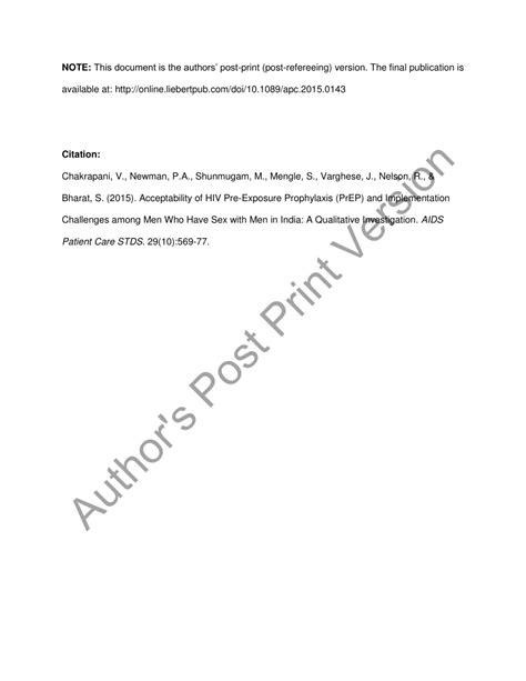 Pdf Acceptability Of Hiv Pre Exposure Prophylaxis Prep And