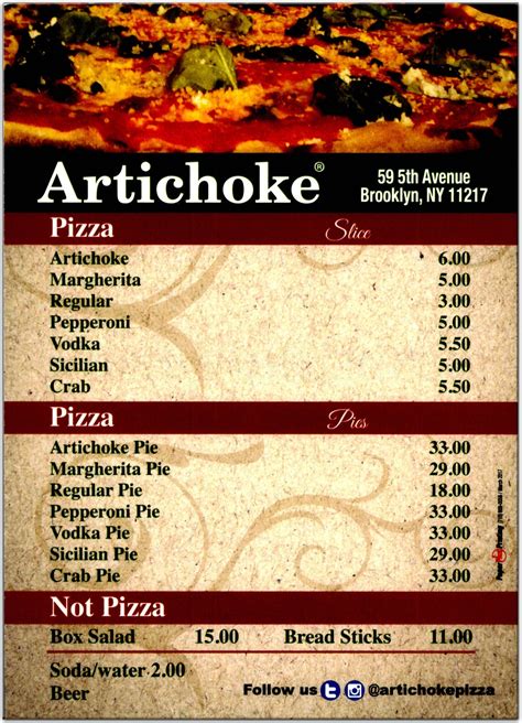Artichoke Basilles Pizza Restaurant In Brooklyn Menus And Photos