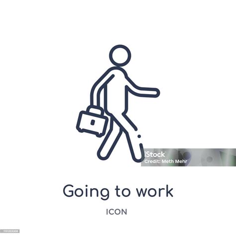 동작 개요 모음에서 선형 작업 아이콘으로 이동 합니다 얇은 라인은 흰색 배경에 고립 된 벡터 작업을 진행 합니다 작동 하는 트