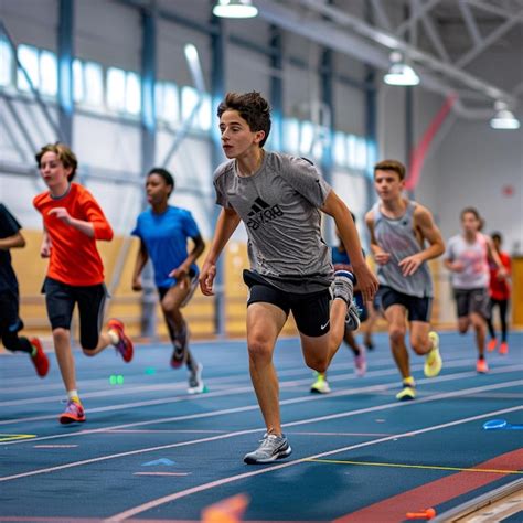 A Dynamic Pe Class With Students Practicing Track And Field Events