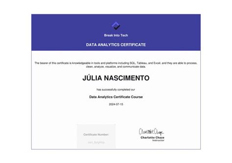 Julia Nascimento On Linkedin Dataanalytics Datascience Certificate