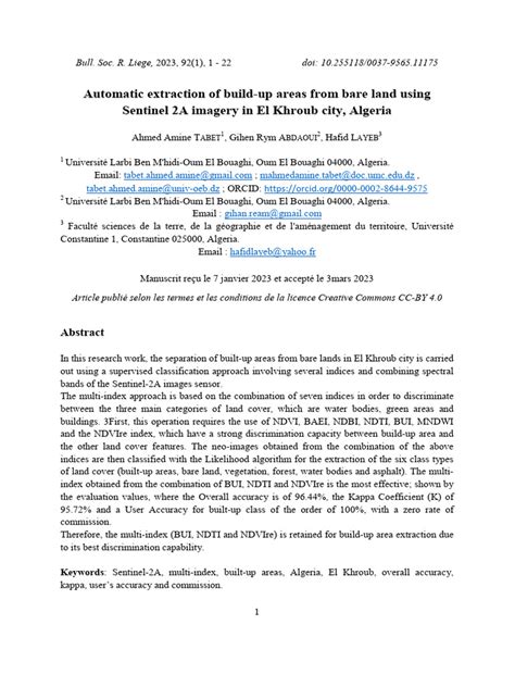 Automatic Extraction Of Build Up Areas From Bare Land Using Pdf Accuracy And Precision