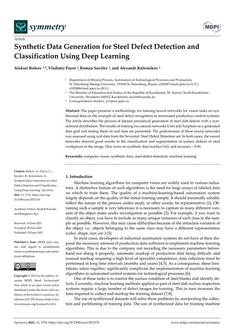 Pdf Synthetic Data Generation For Steel Defect Detection And
