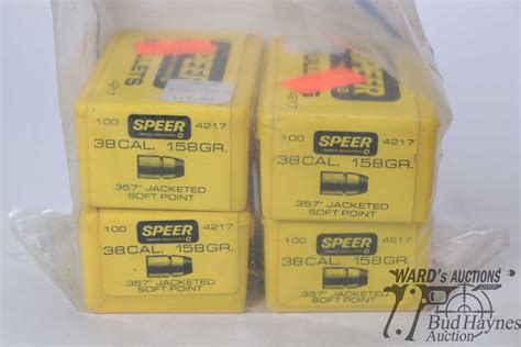 Four Full 100 Count Boxes Of Speer 38 Cal 357 158 Grain Jacketed