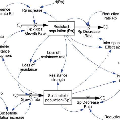 Stock And Flow Diagram Of Susceptible And Resistant Insect Pest