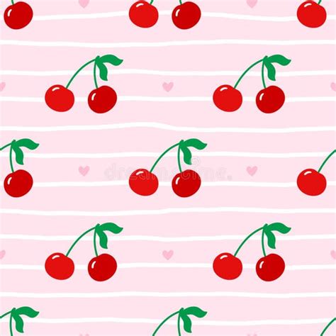 Cute Cherry Pattern With A Minimal And Decorative Look Seamless Repeat