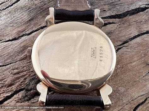 Eska Two Tone Dial Beauty In An All 18k Gold Case With Bold Deco Lugs