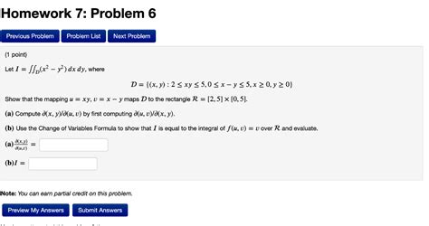 Solved Homework 7 Problem 6 Previous Problem Problem List