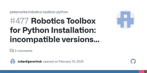 Robotics Toolbox For Python Installation Incompatible Versions And