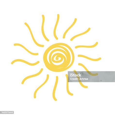 손으로 그린 태양 낙서 모양 스케치 귀여운 만화 그리기 벡터 그림 어린이 그림에 대한 스톡 벡터 아트 및 기타 이미지 어린이 그림 개념 귀여운 Istock