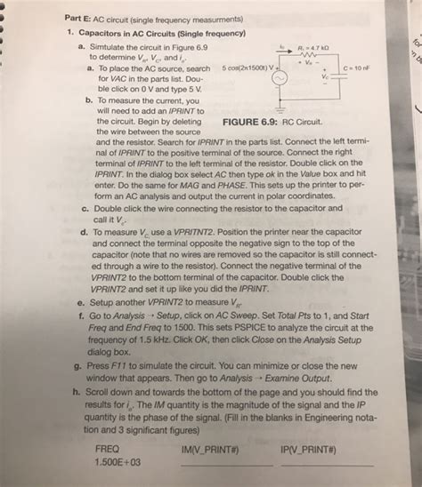 Solved Part E Ac Circuit Single Frequency Measurments 1