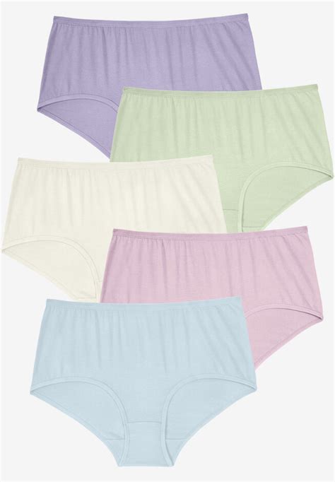 Ladies Stretch Cotton Brief 5 Pack Pastel Pack Jessica London