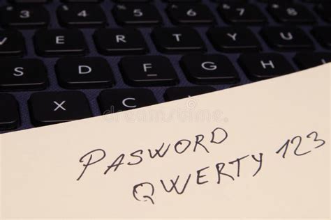 notepad with a password on a computer keyboard stock image image of