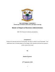 Assignment GBS Research Methods And Statistics Docx THE COPPERBELT UNIVERSITY