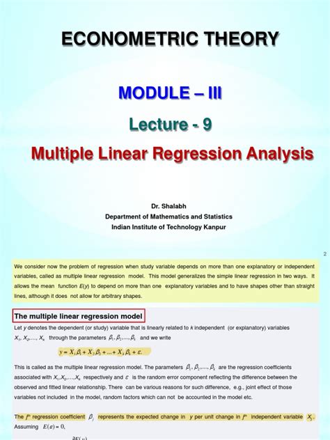Econometric Theory Module Iii Pdf Linear Regression Ordinary